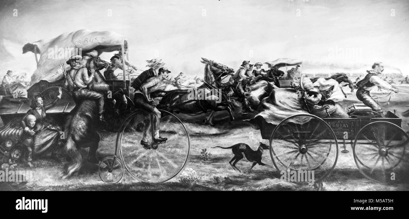 The Oklahoma Land Rush, The Oklahoma Land Rush of 1889 Stock Photo - Alamy