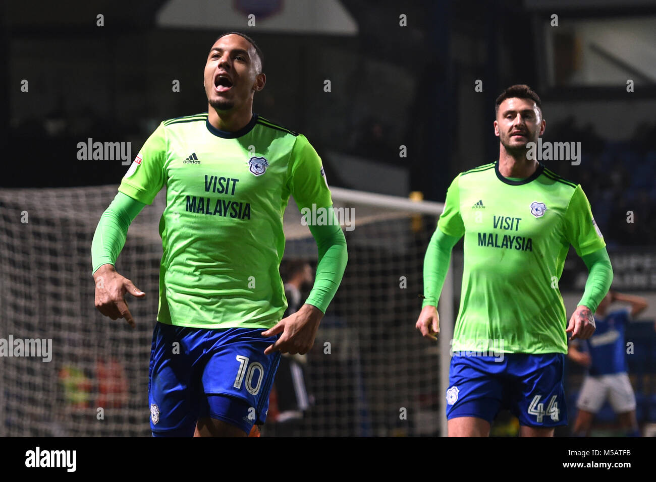 Cardiff citys kenneth zohore celebrates scoring hi-res stock ...