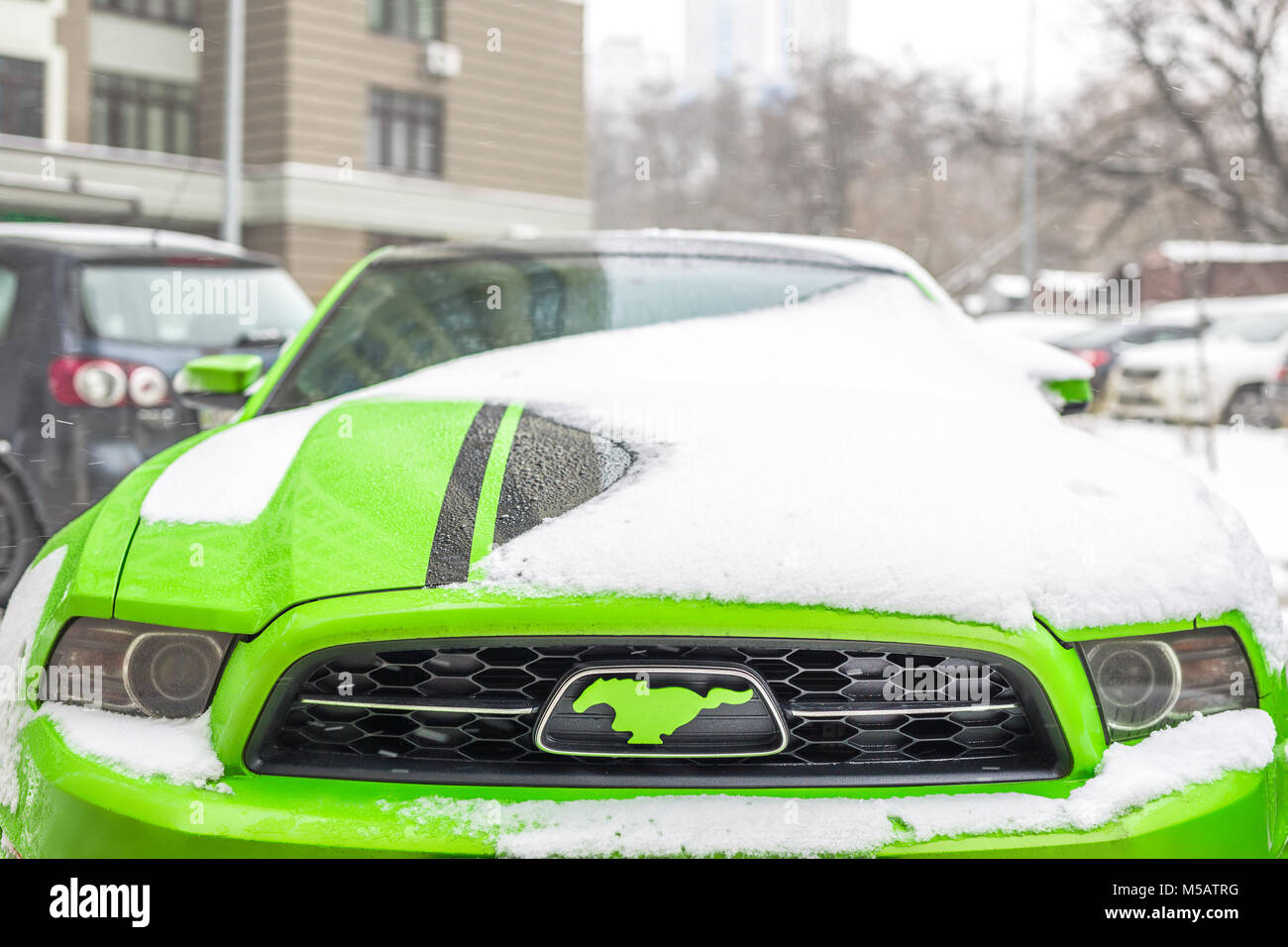 Kiev, Ukraine - February 09. 2018: Powerful Ford Mustang Boss edition ...