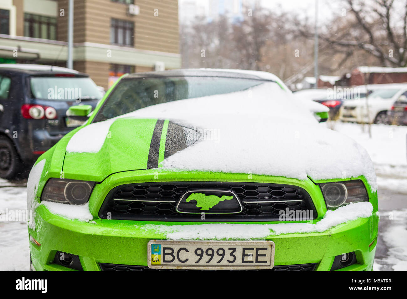 Kiev, Ukraine - February 09. 2018: Powerful Ford Mustang Boss edition ...