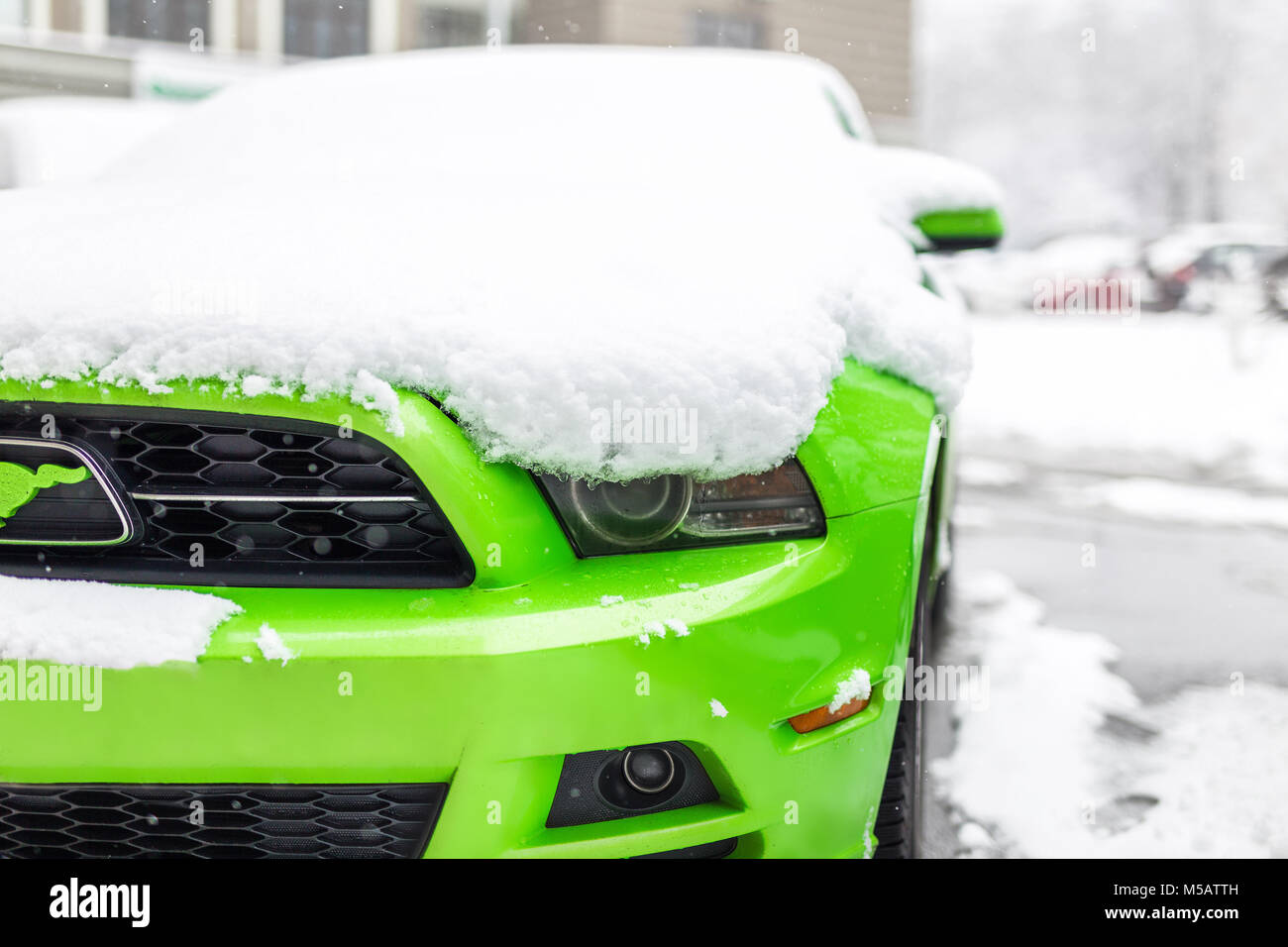 Kiev, Ukraine - February 09. 2018: Powerful Ford Mustang Boss edition ...