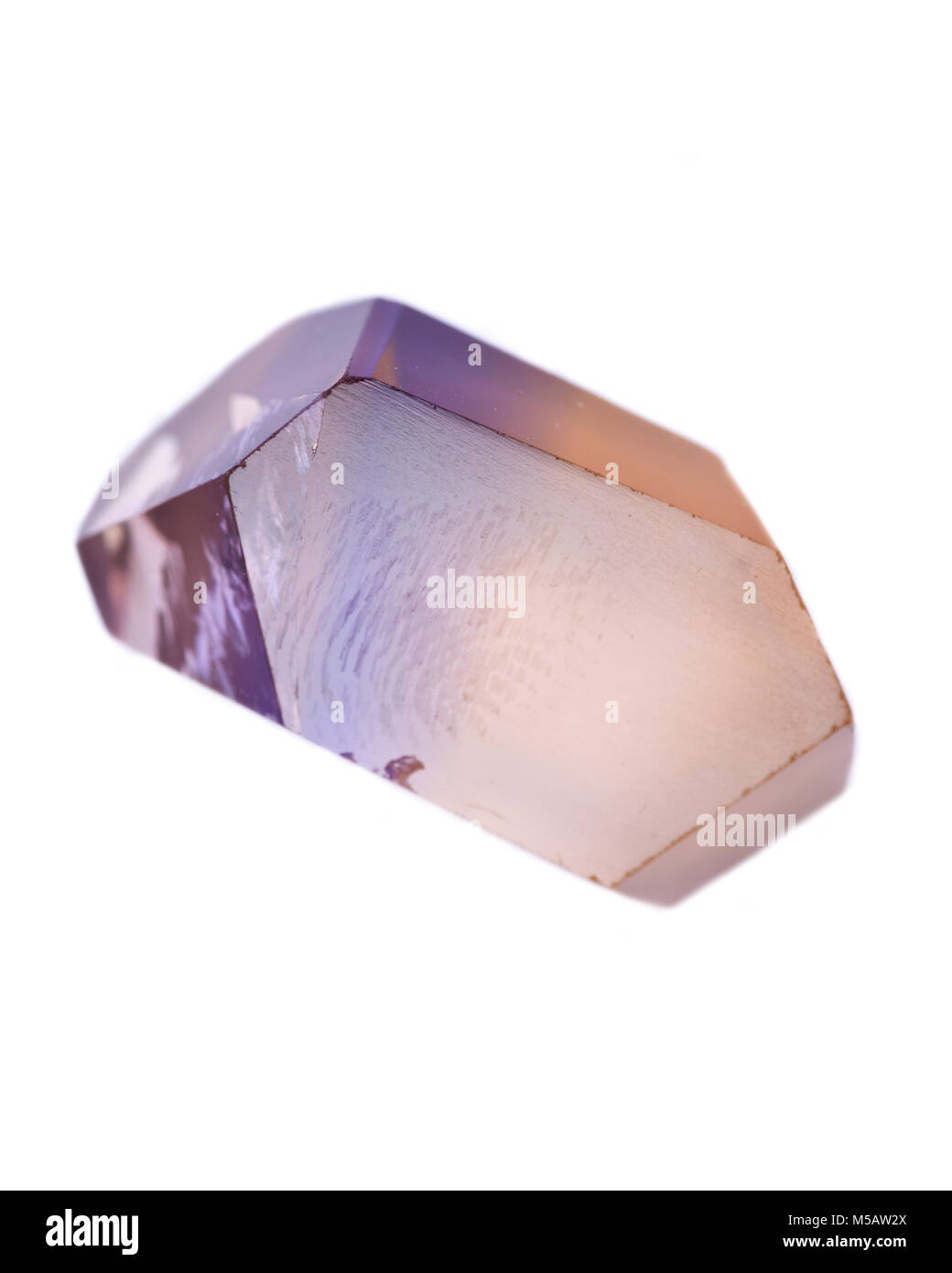 Natural cut ametrine gemstone from Bolivia, isolated on white ...