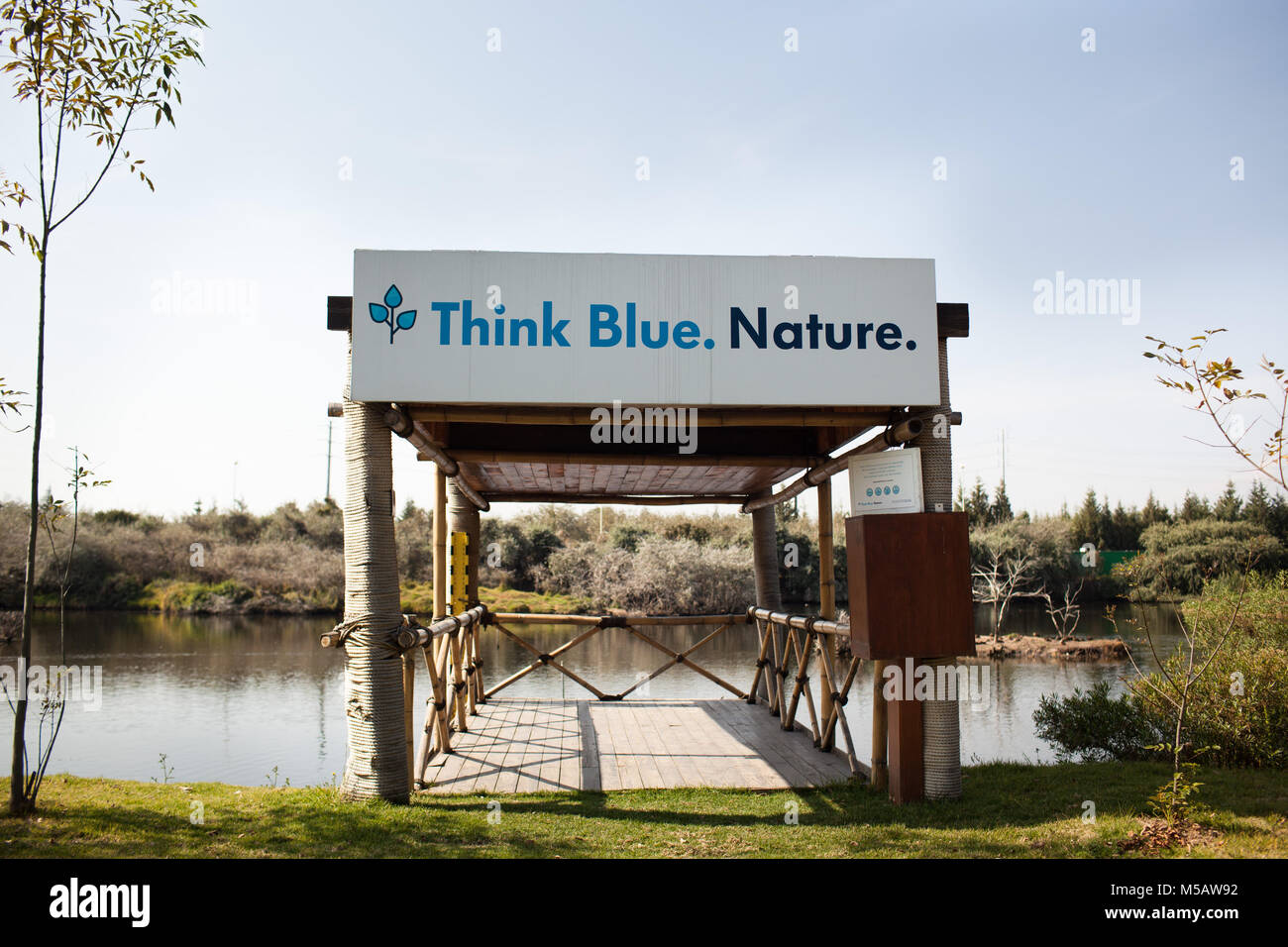A lagoon created by the Volkswagen factory in Puebla, Mexico on ...