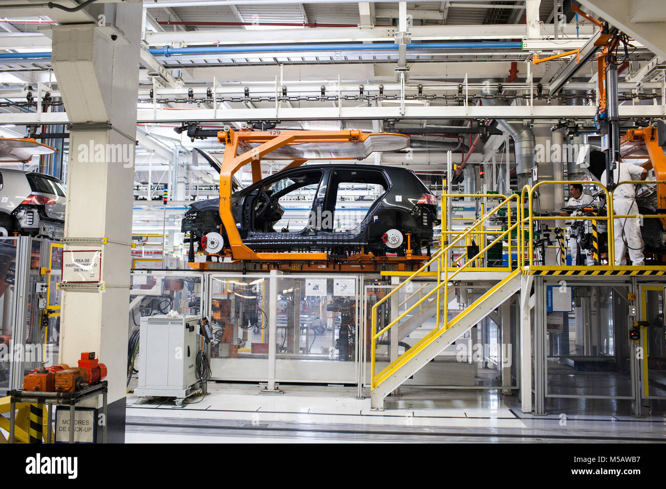 A Golf vehicle frame at the Volkswagen factory in Puebla, Mexico on ...