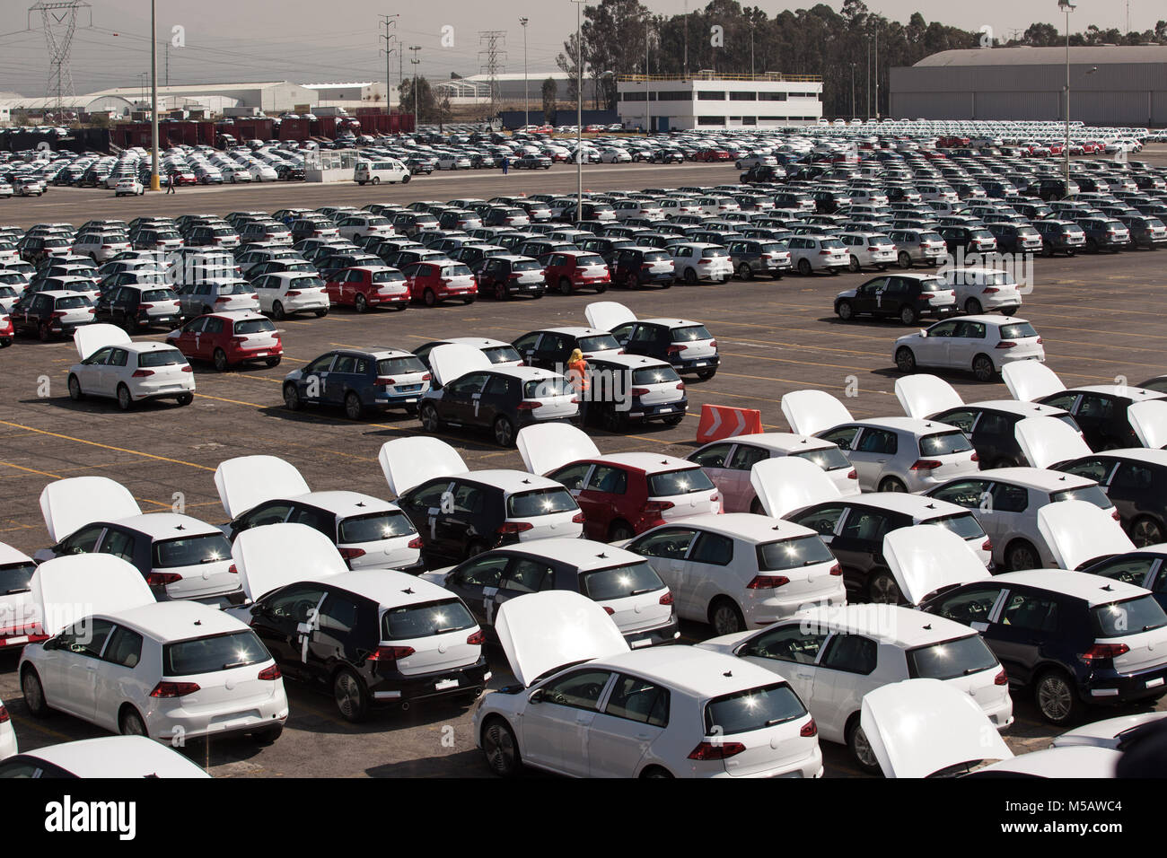 Vehicles ready to ship from the Volkswagen factory in Puebla, Mexico on ...