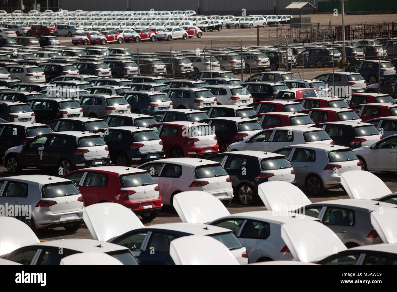 Vehicles ready to ship from the Volkswagen factory in Puebla, Mexico on ...