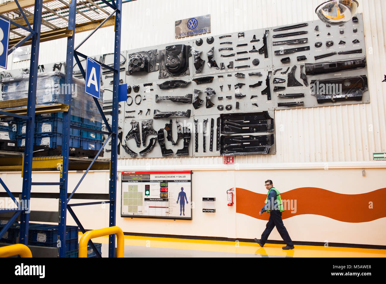 A worker at the Magna plant in Puebla, Mexico on Thursday, January 22 ...