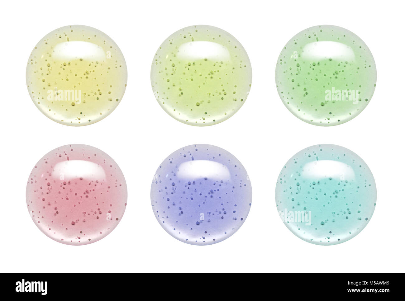 Set of drops of transparent gel on a white background. Gel with ...