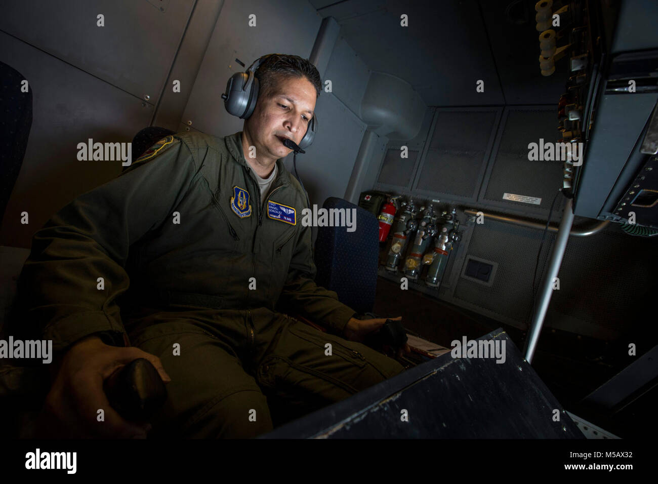 U.S. Air Force Tech. Sgt. Angel L. Gonzalez, a KC-10 Extender boom ...