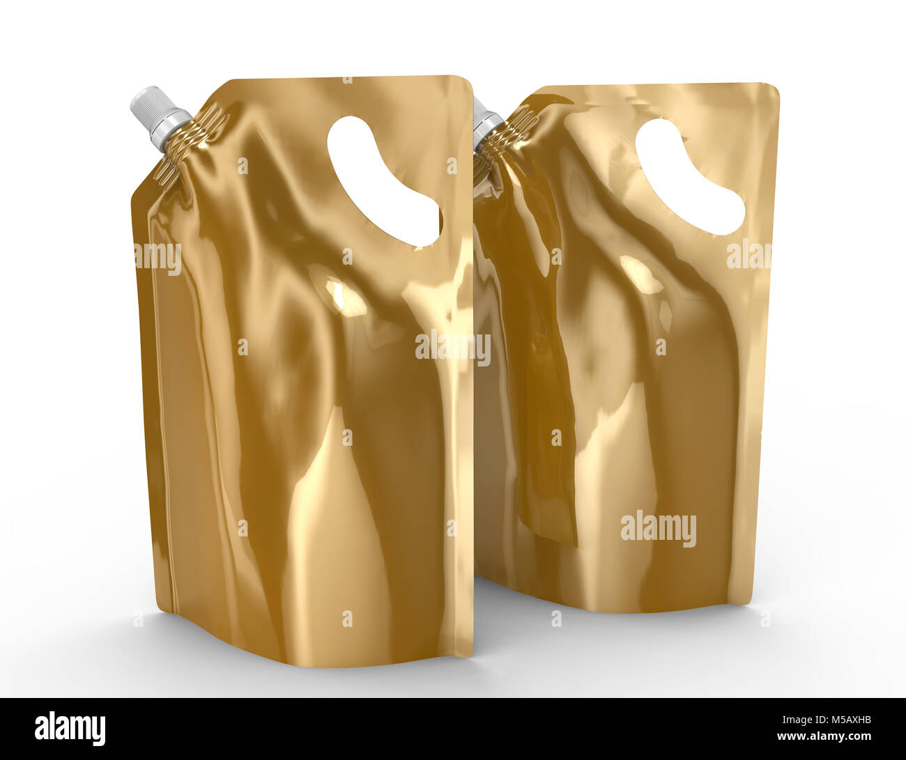 Detergent refill package, 3d render champagne gold stand-up pouch bag ...
