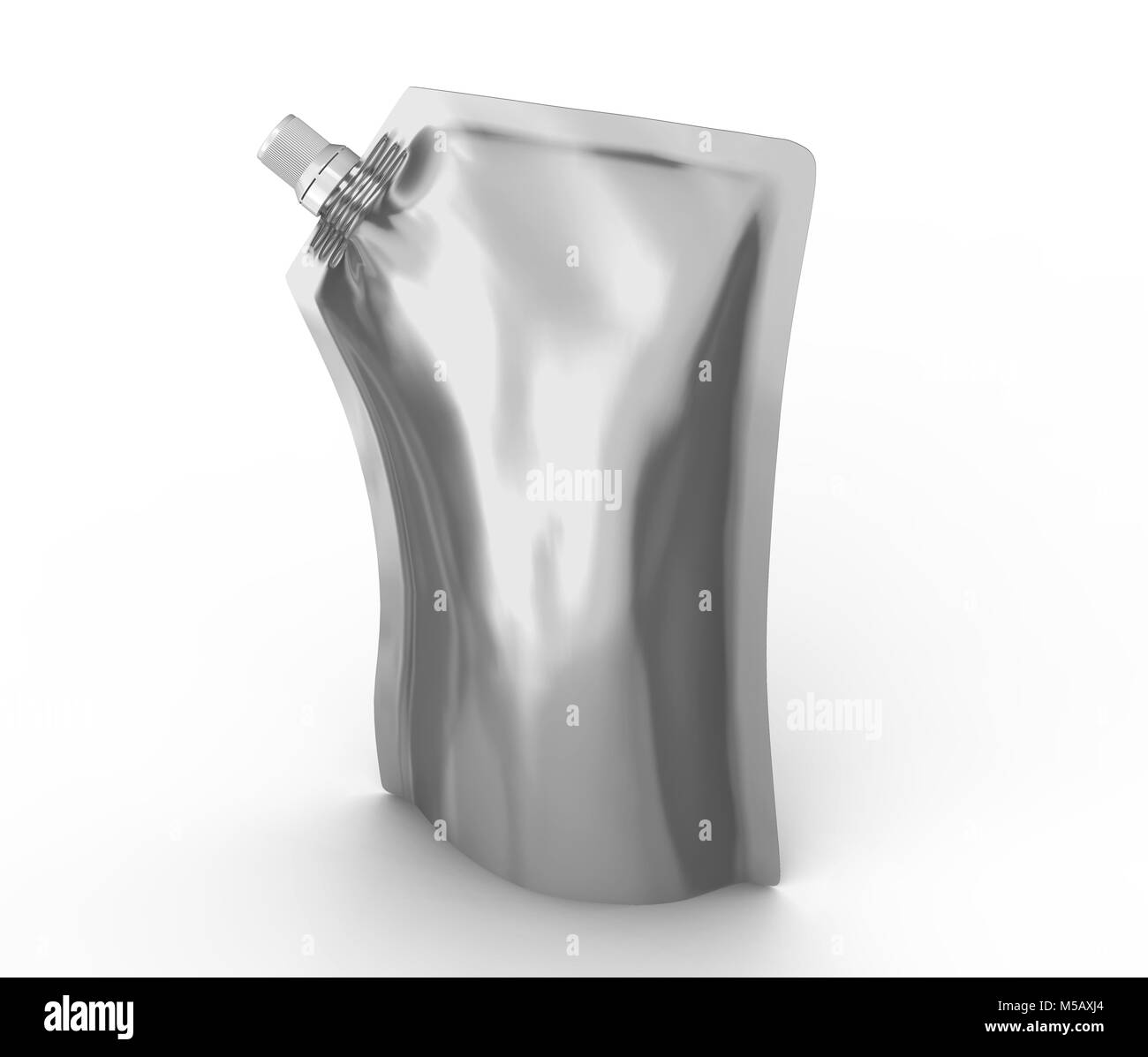 Detergent refill package, 3d render silver stand-up pouch bag mockup ...