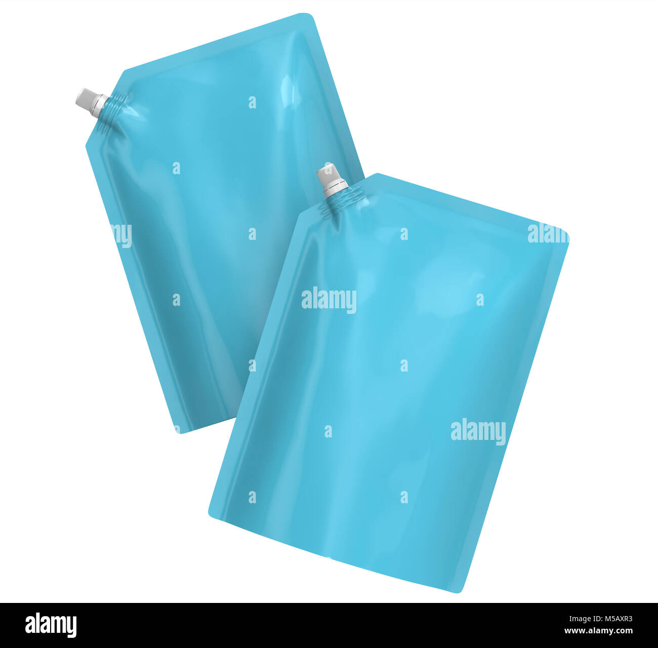 Detergent refill package, 3d render light blue stand-up pouch bag ...