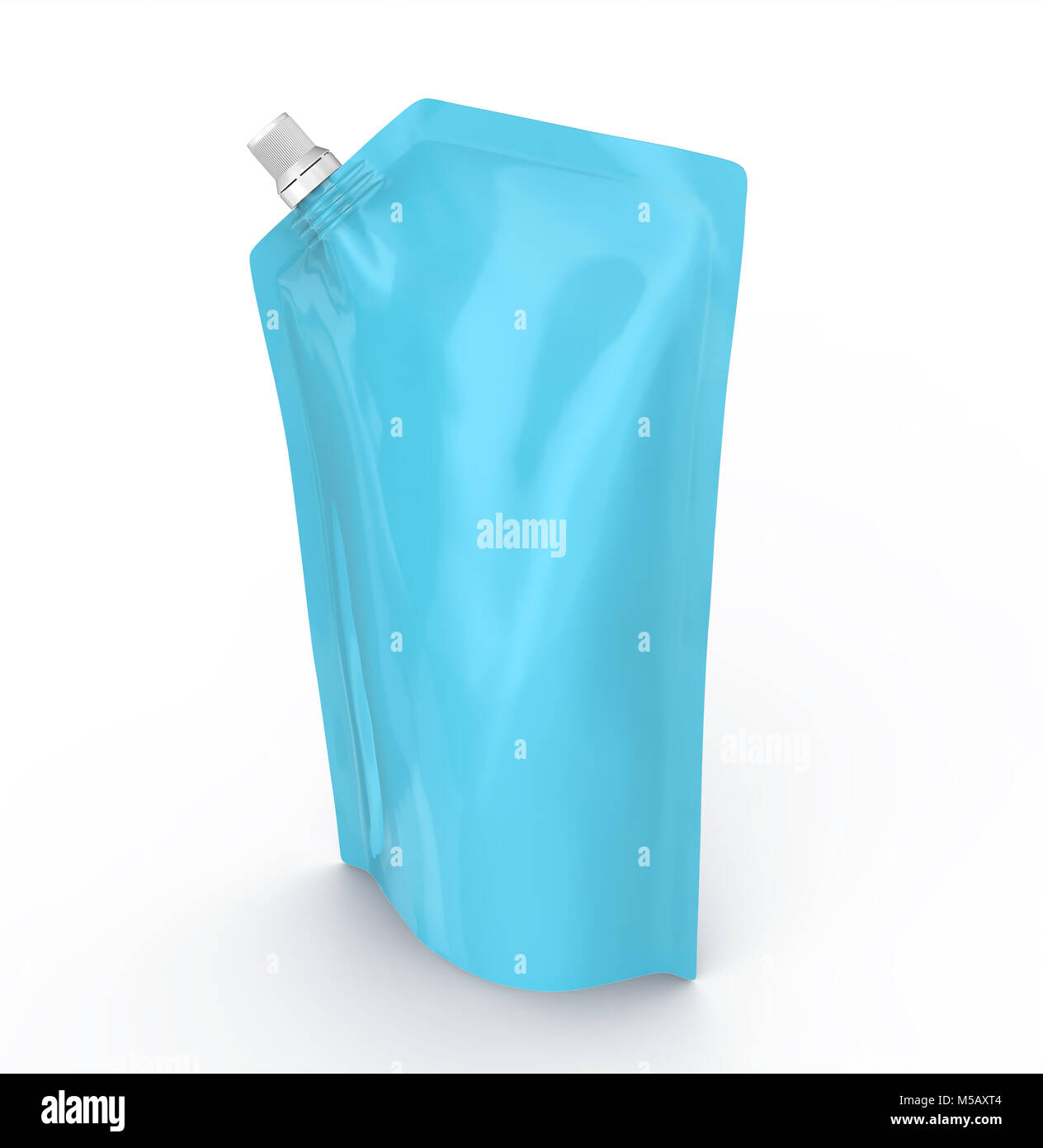 Detergent refill package, 3d render light blue stand-up pouch bag ...