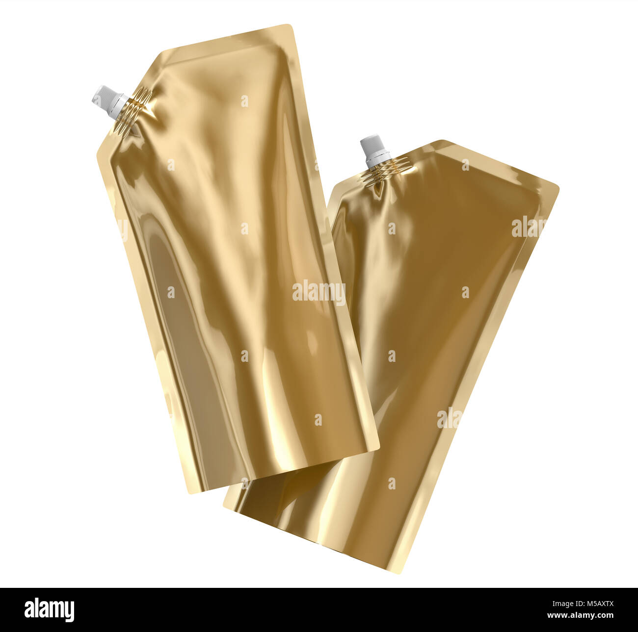 Detergent refill package, 3d render champagne gold stand-up pouch bag ...