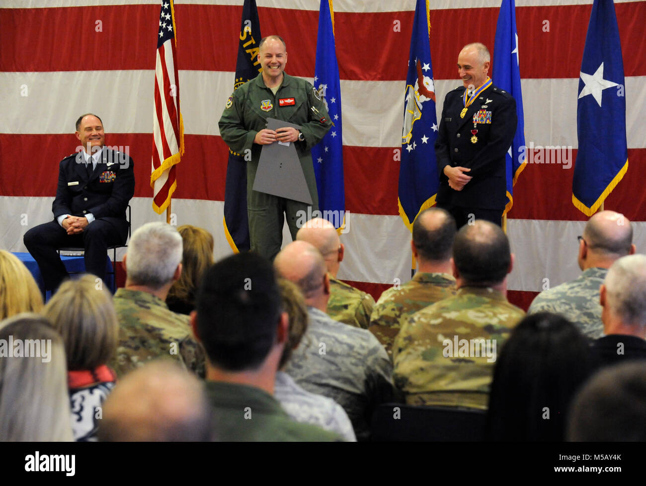Oregon Air National Guard Col. Duke Pirak (center), 142nd Fighter Wing ...