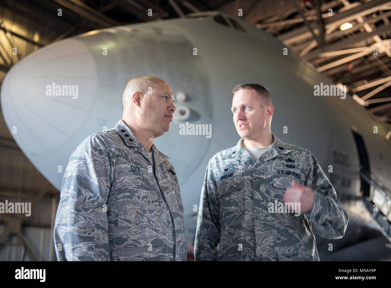 U.S. Air Force Lt. Gen. GI Tuck, 18th Air Force commander, get a ...