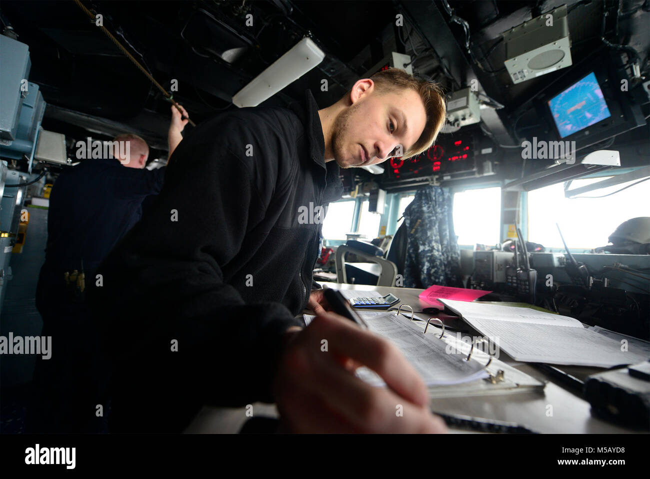ATLANTIC OCEAN (Feb. 13, 2018) Quartermaster 2nd Class Jacob Anderson ...