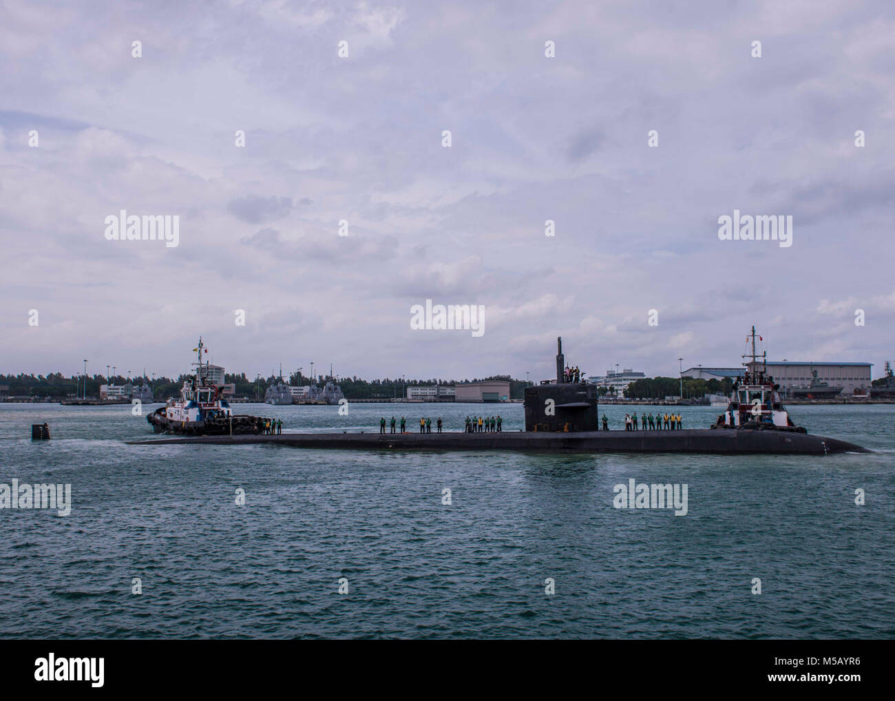 Singapore (Feb. 14, 2018) The Los Angeles-class attack submarine USS ...