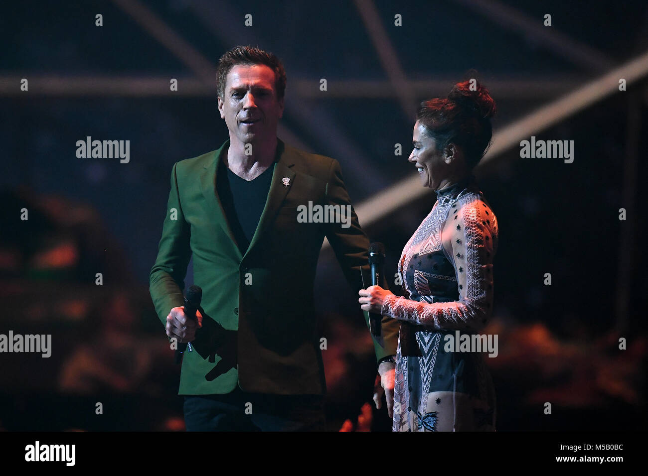 Damian Lewis and Anna Friel during the 2018 BRIT Awards show, held at ...