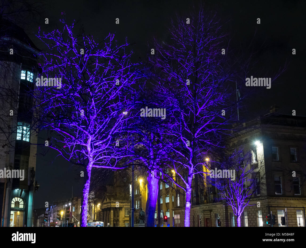 Edinburgh, Scotland, United Kingdom, 21st February 2018. Night light ...