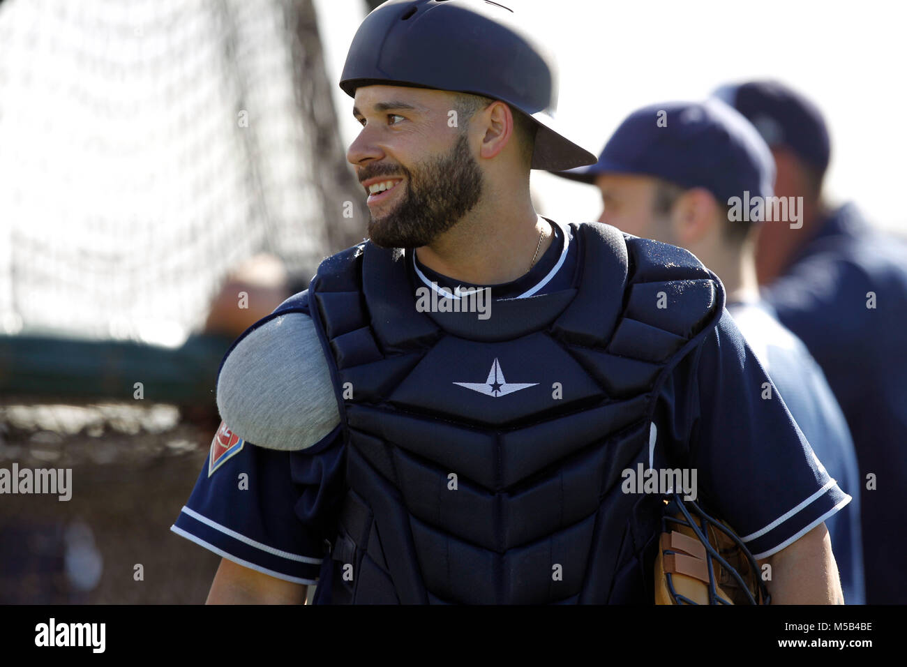 Peoria, AZ, USA. 21st Feb, 2018. San Diego Padres catcher Raffy Lopez ...