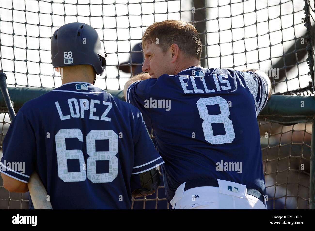 Peoria, AZ, USA. 21st Feb, 2018. San Diego Padres catchers Raffy Lopez ...