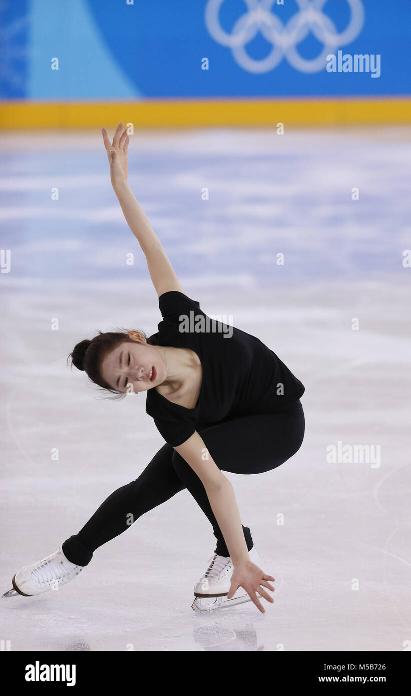 19th Feb, 2018. Practicing for the Olympics South Korean figure skater ...