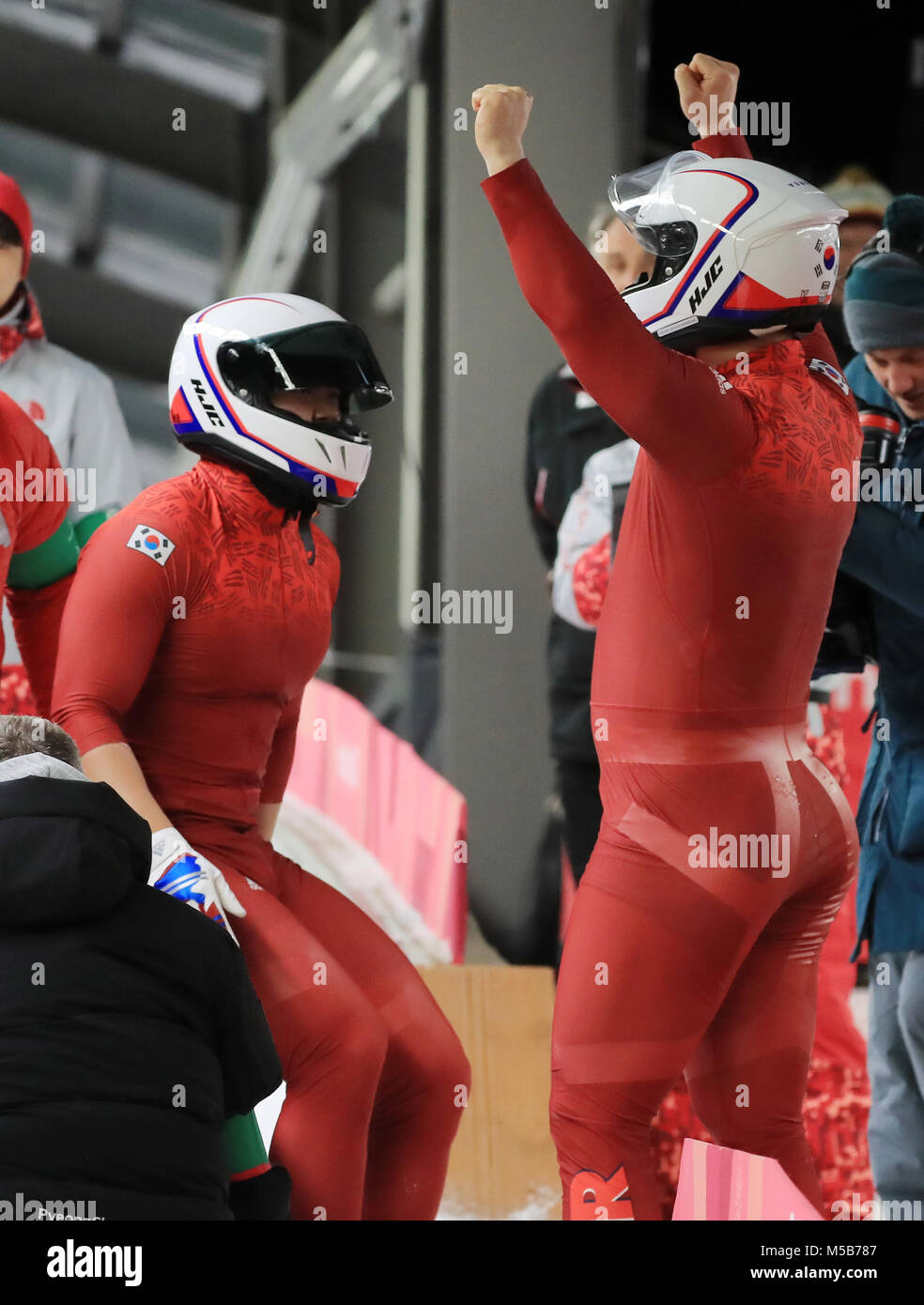 19th Feb, 2018. S. Korea's bobsleigh team South Korea's two-man ...
