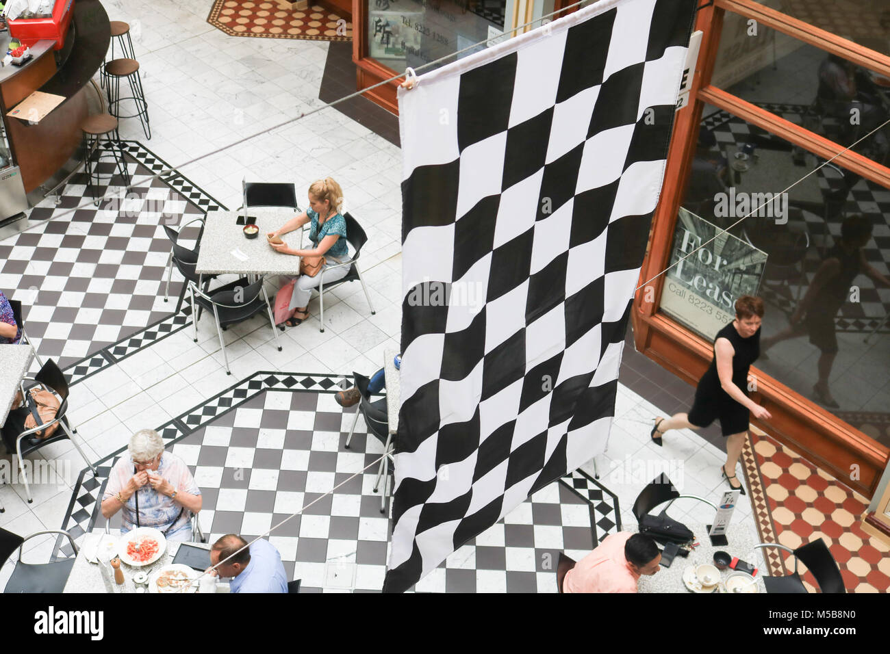 Adelaide, Australia. 22nd February 2018. Adelaide Arcade is decorated ...