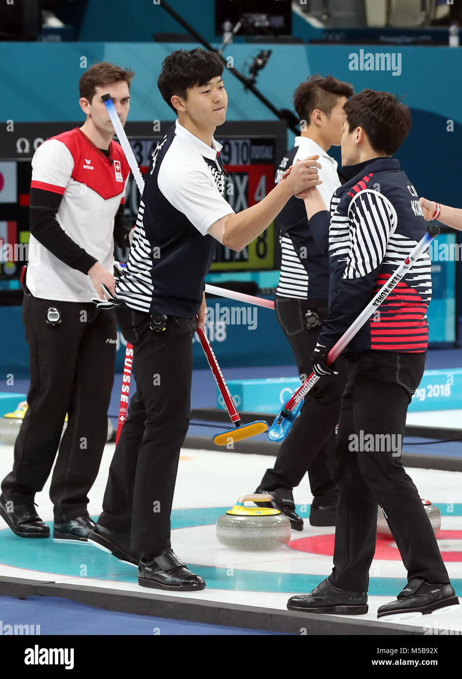 20th Feb, 2018. S. Korea-Switzerland men's curling South Korean curlers ...