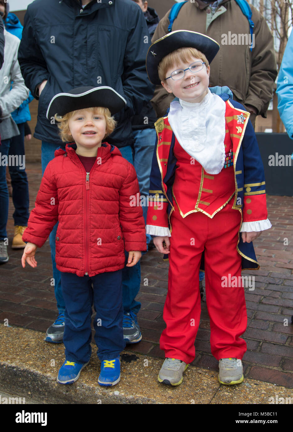 Matthew (3) and Henry (5) wear colonial garb. They were among the ...