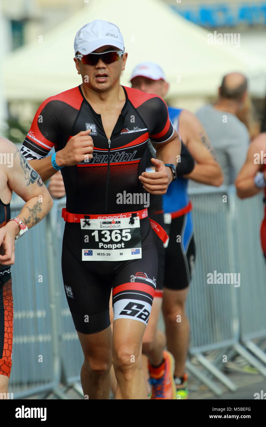 Half marathon stage of Weymouth ironman triathlon 2017 Stock Photo - Alamy