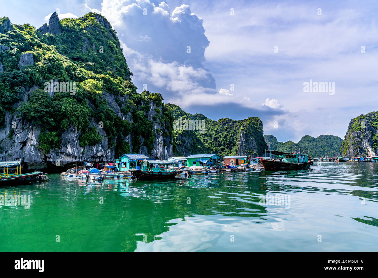 Floating fishing village and rock island in " Lan Ha " Bay, Vietnam ...