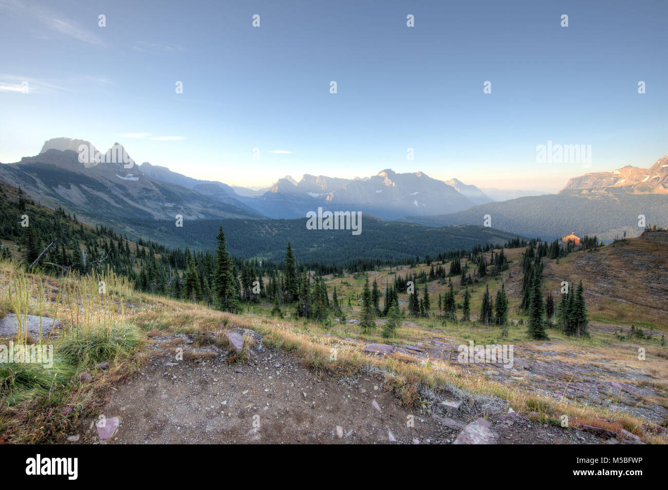 View of Granite Park Chalet from Swiftcurrent Pass Trail, Glacier ...