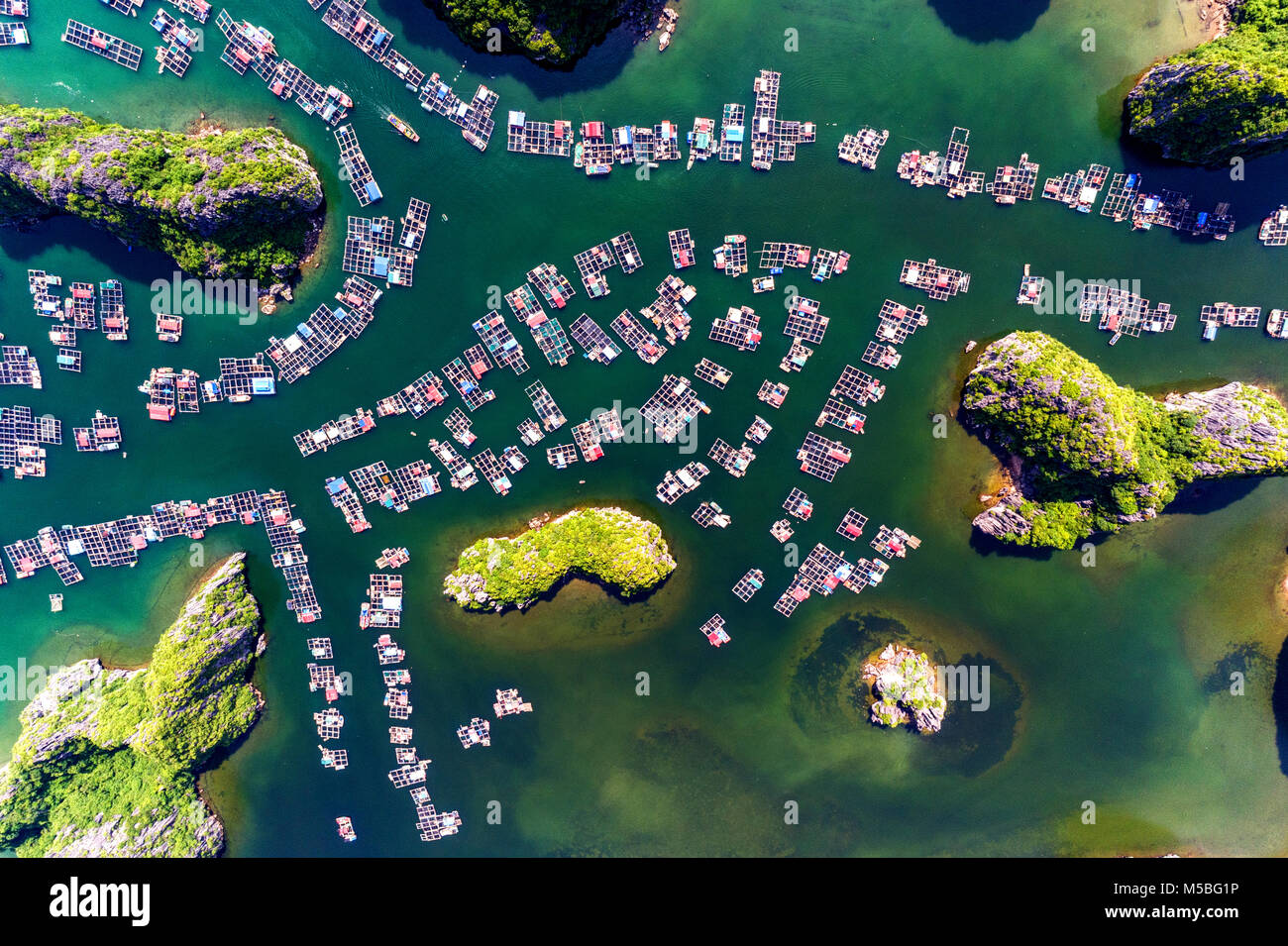 Floating fishing village and rock island in " Lan Ha " Bay, Vietnam ...