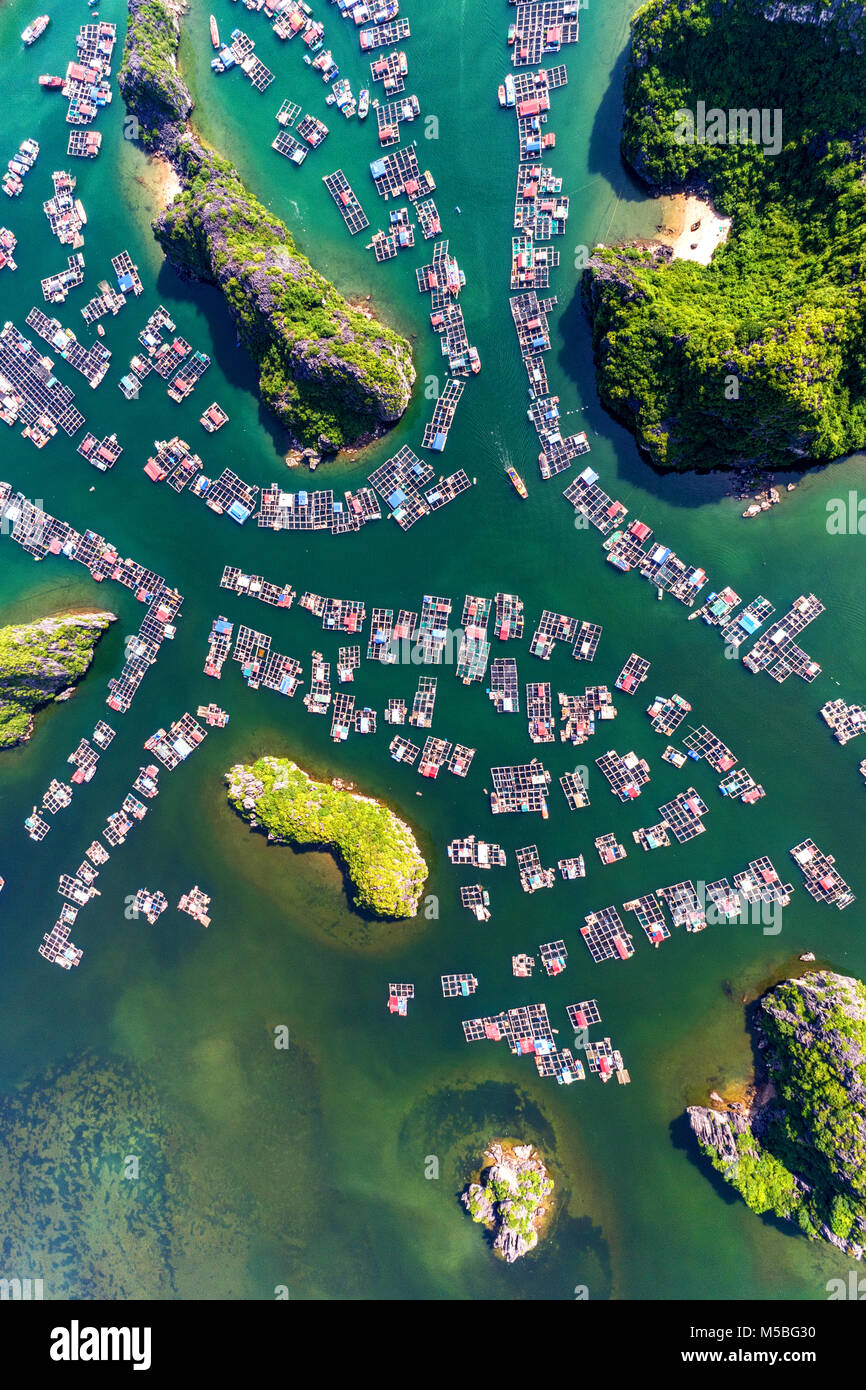 Floating fishing village and rock island in " Lan Ha " Bay, Vietnam ...