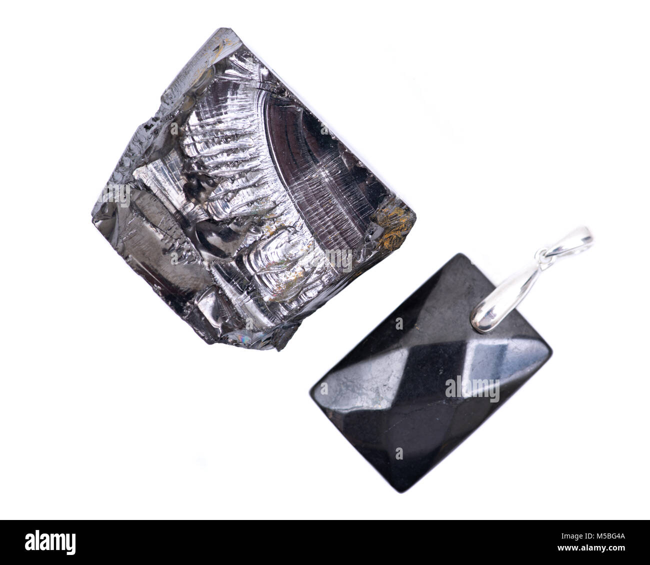 Rectangular Shungite pendant and rough lustrous elite Shungite from ...