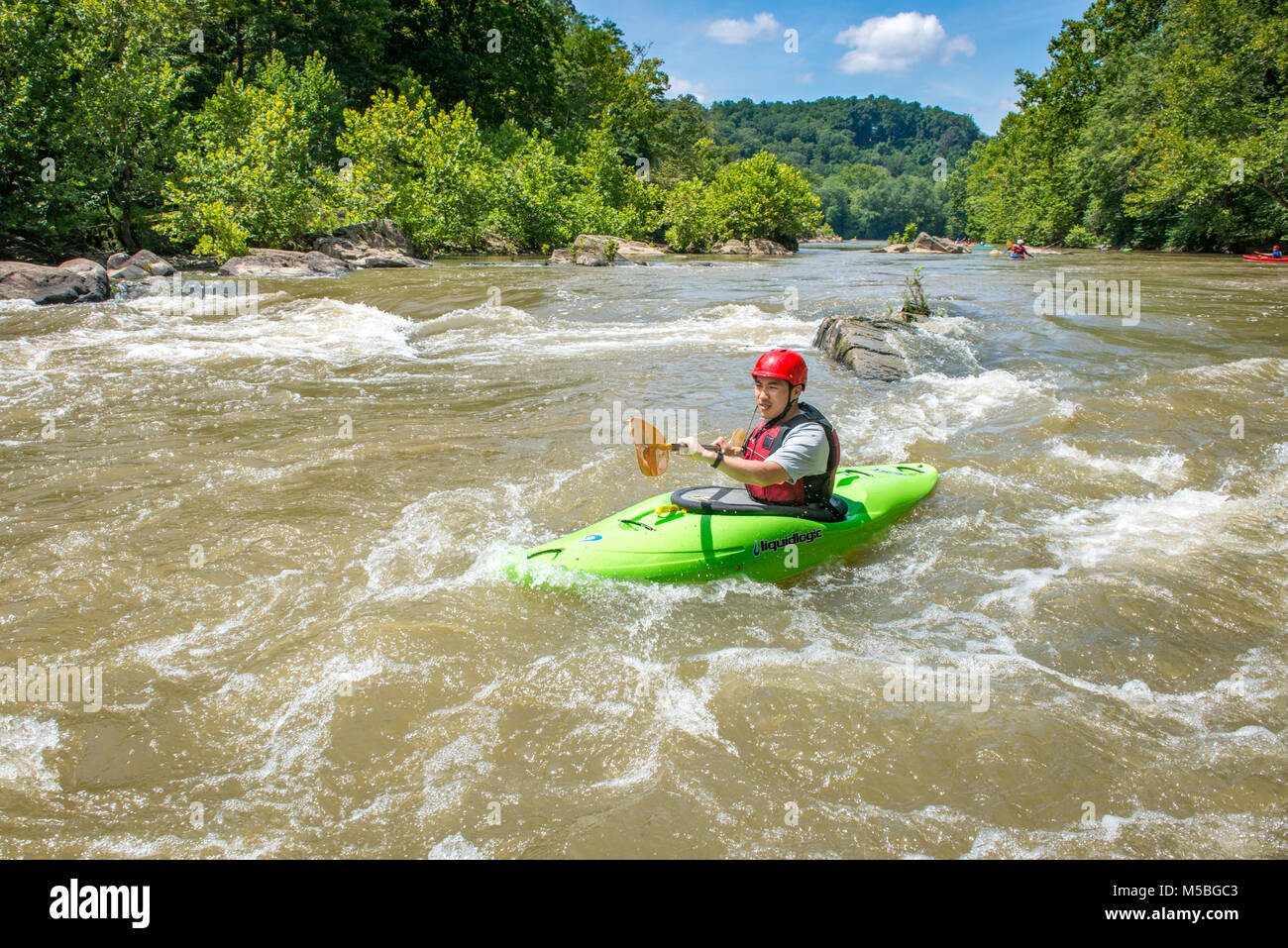 Male kayaker on the Potomac River at Great Falls Stock Photo - Alamy