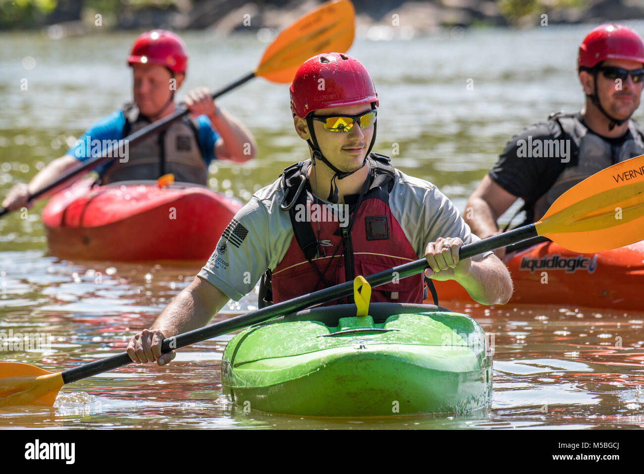 Group of kayakers on the Potomac River at Great Falls Stock Photo - Alamy
