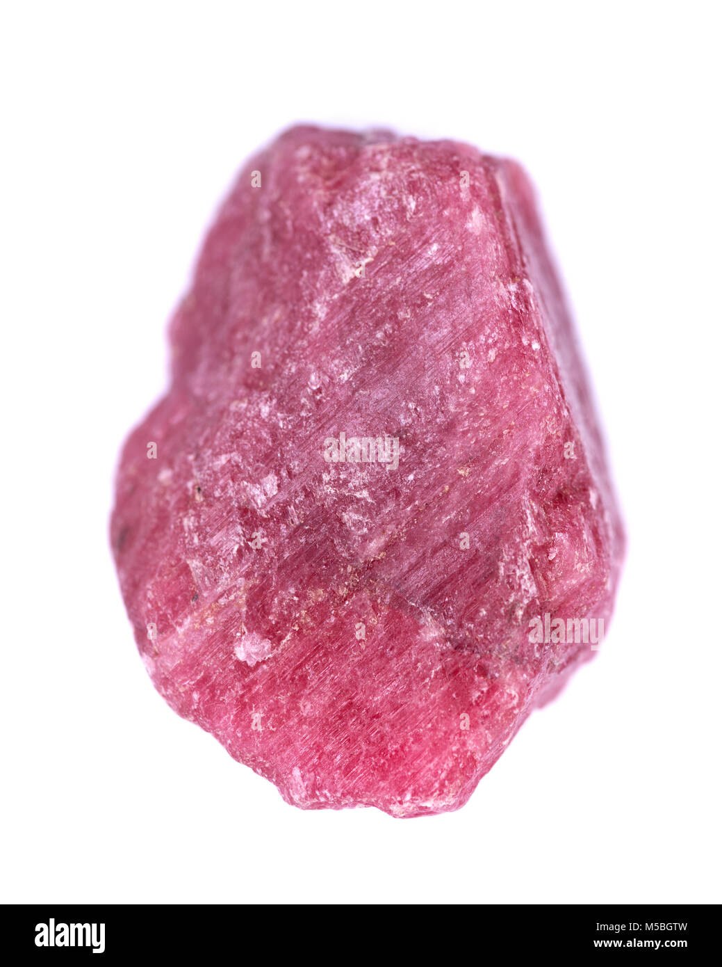 Rough gemmy red Rhodonite from Brazil isolated on white background ...