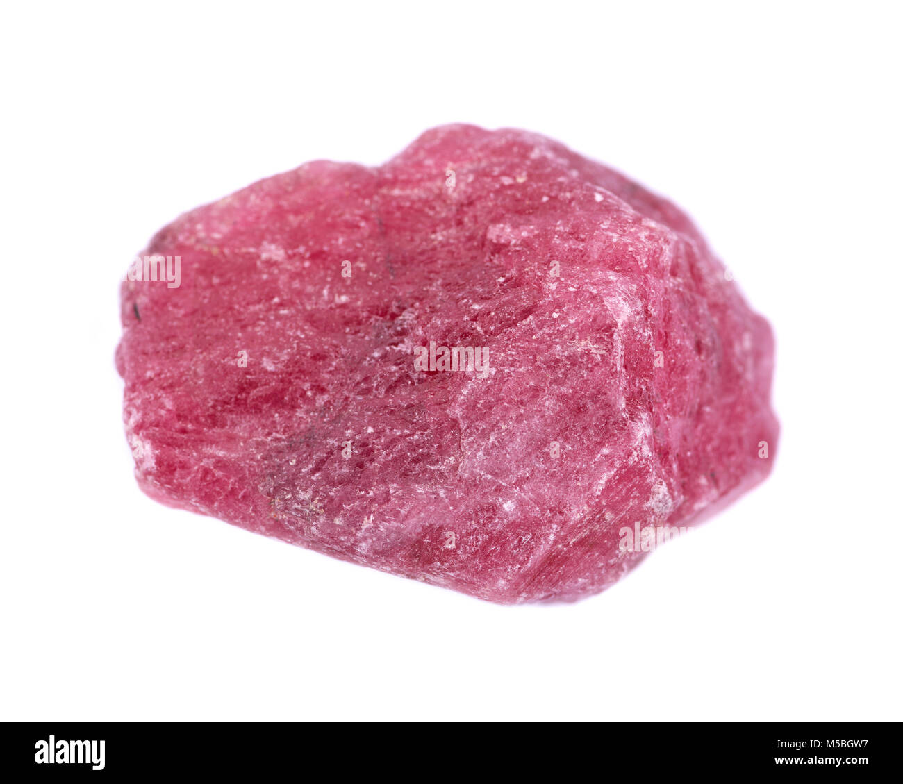 Rough gemmy red Rhodonite from Brazil isolated on white background ...