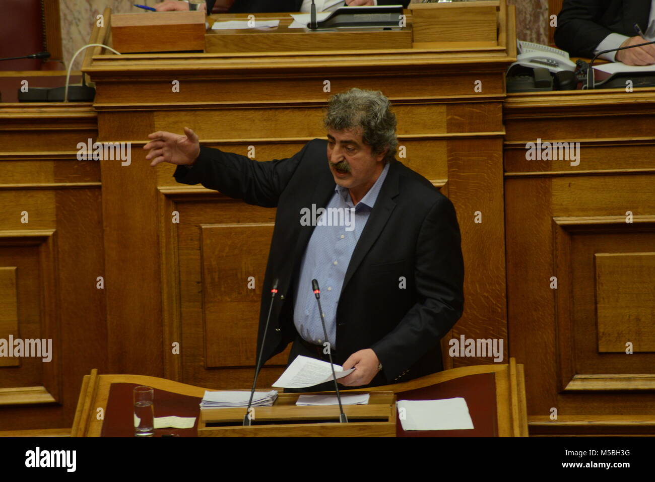 Athens, Greece. 21st Feb, 2018. Pavlos Polakis Deputy Minister of ...
