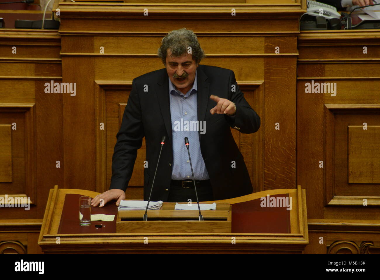 Athens, Greece. 21st Feb, 2018. Pavlos Polakis Deputy Minister of ...