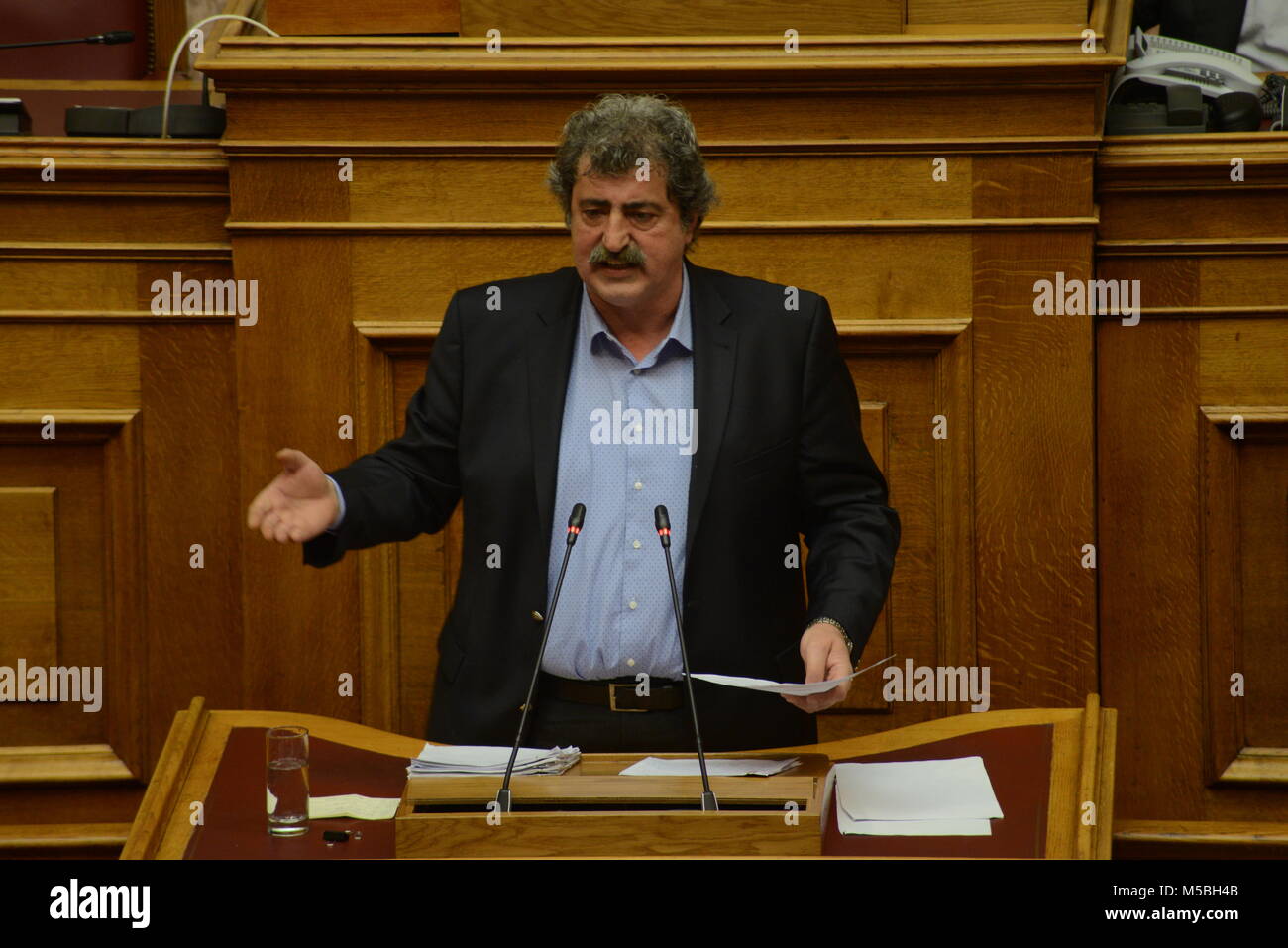 Athens, Greece. 21st Feb, 2018. Pavlos Polakis Deputy Minister of ...