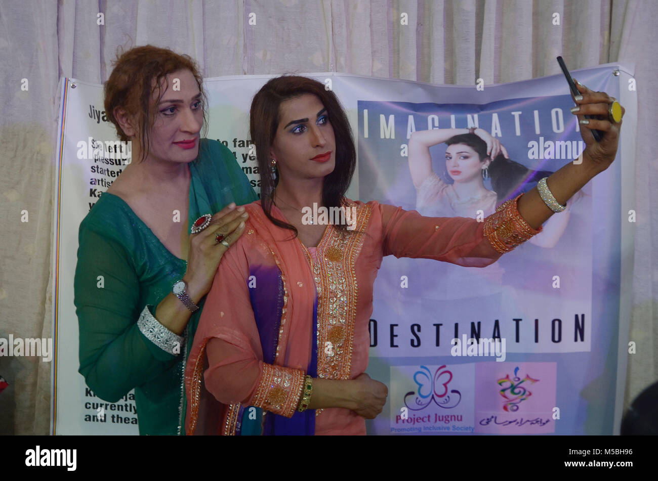 Lahore, Pakistan. 22nd Feb, 2018. Pakistani transgenders community take ...