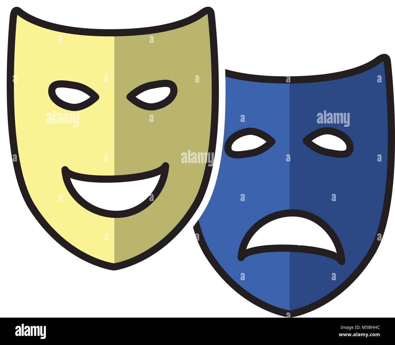 Sad and Happy Theatrical Drama and Comedy Masks Stock Vector Image ...
