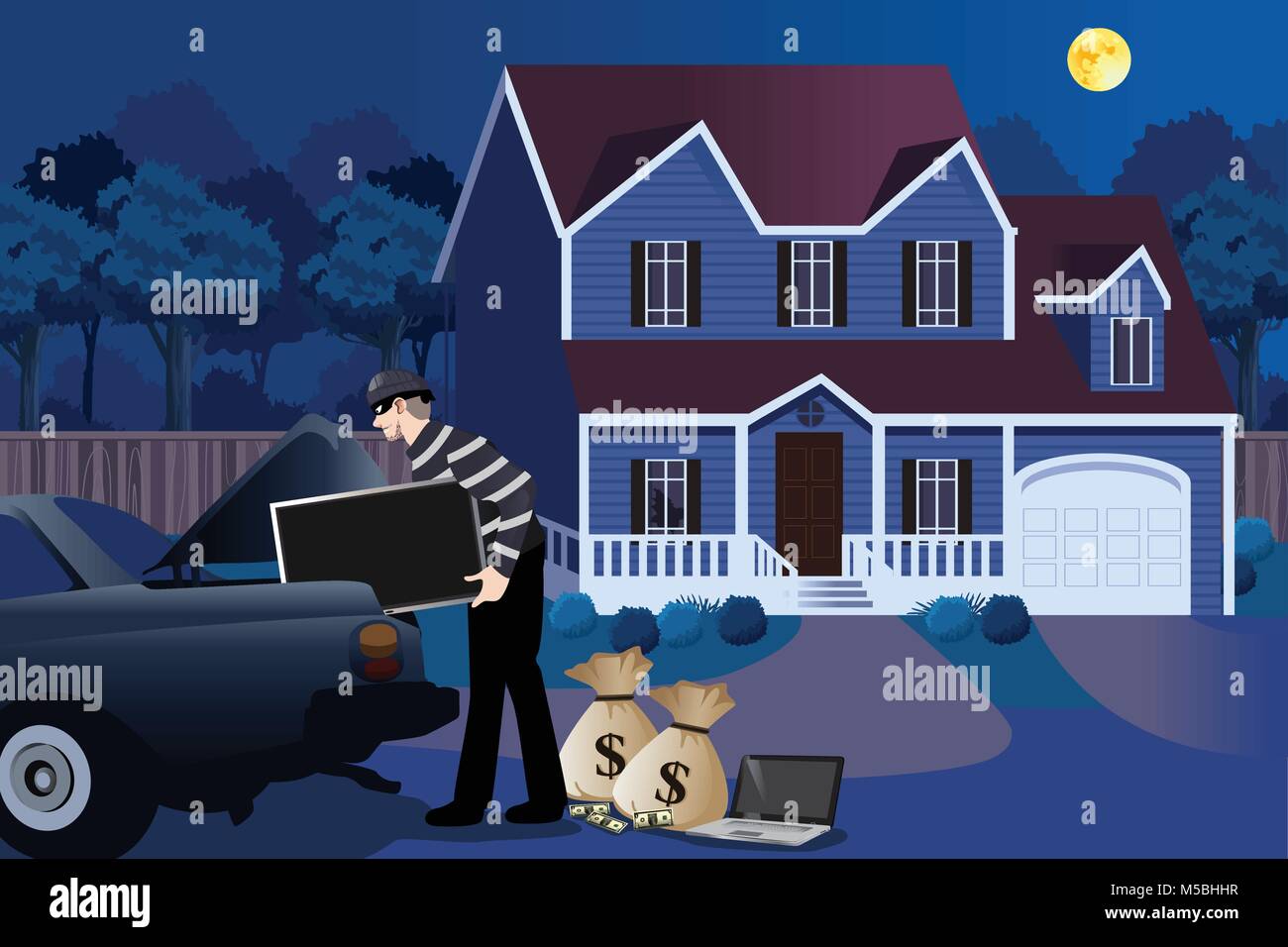 A vector illustration of Burglar Stealing From a House Stock Vector ...
