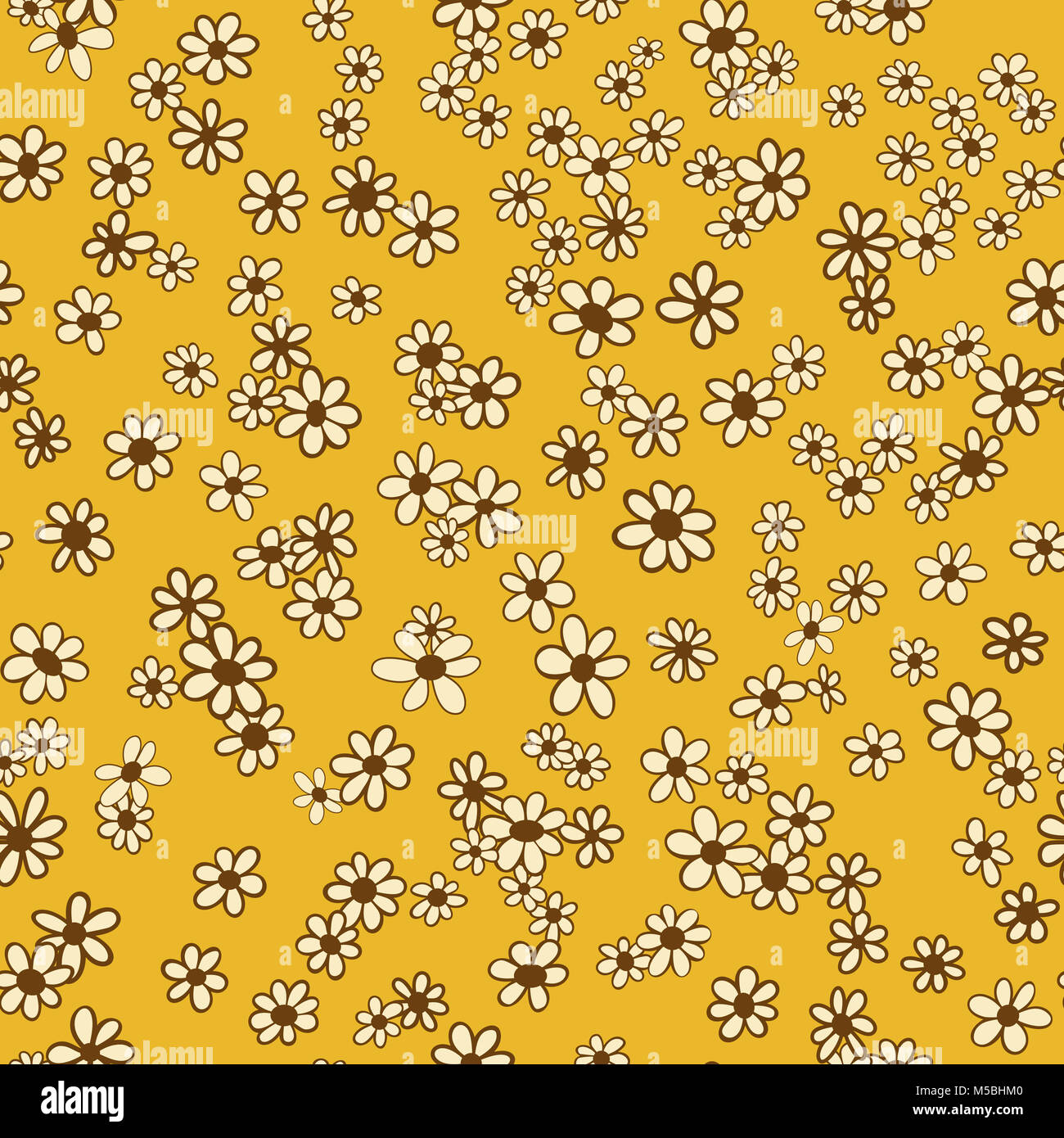 Sweet little cream and brown daisies dotted all over a mustard ...