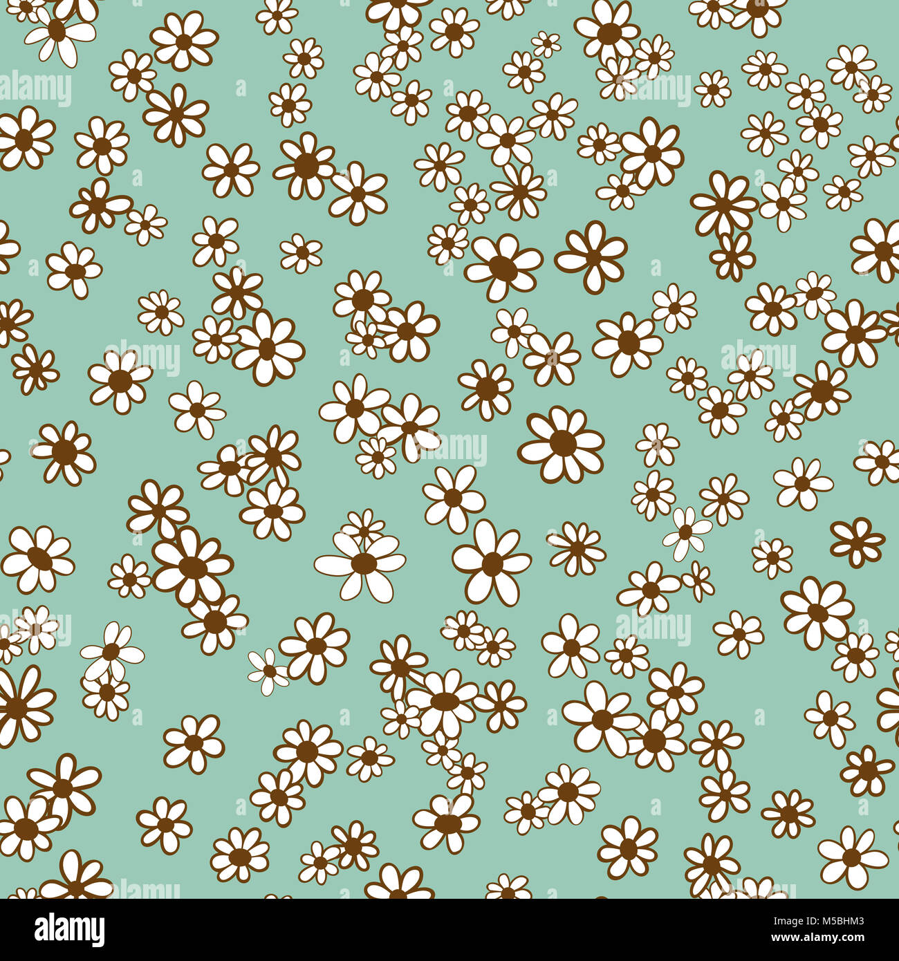 Sweet little cream and brown daisies dotted all over a mustard ...