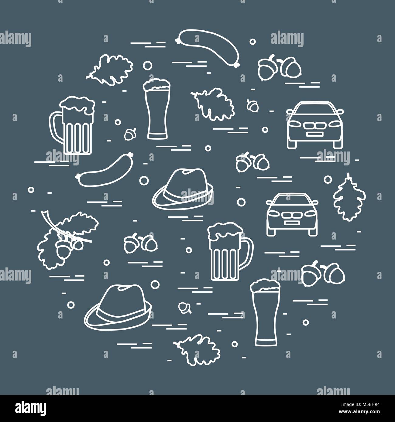 Vector illustration with various symbols of Germany arranged in a ...
